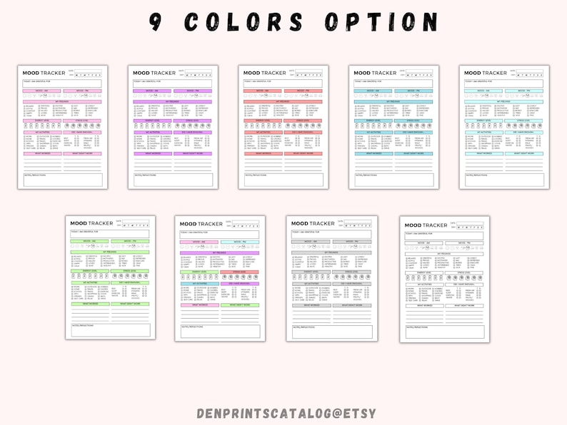 Daily Mood Tracker Printable, Printable Mood Track, Emotion Tracker ...