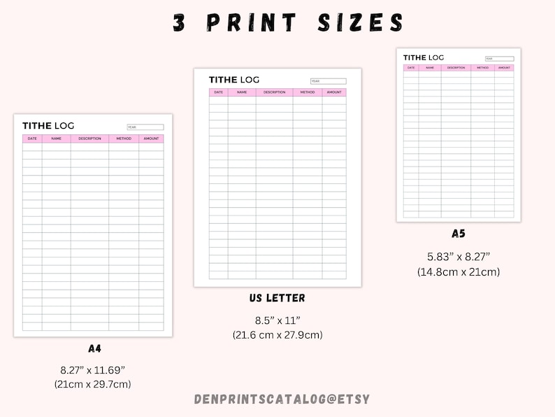 Tithe and Offering Log, Printable Tithing Record, Church Giving Log ...