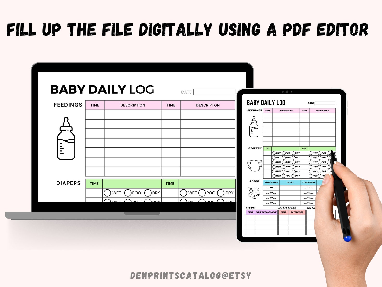 Baby Daily Log, Infant Daily Log, Baby Care Journal, Infant Activity ...