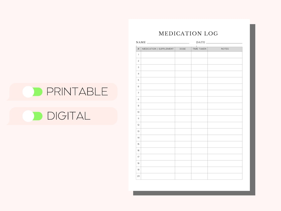 Printable Medication Log Ready to Print Medication Log Chart - Etsy UK