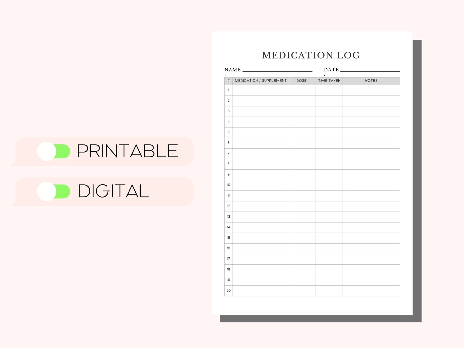 Printable Medication Log Ready to Print Medication Log Chart - Etsy UK