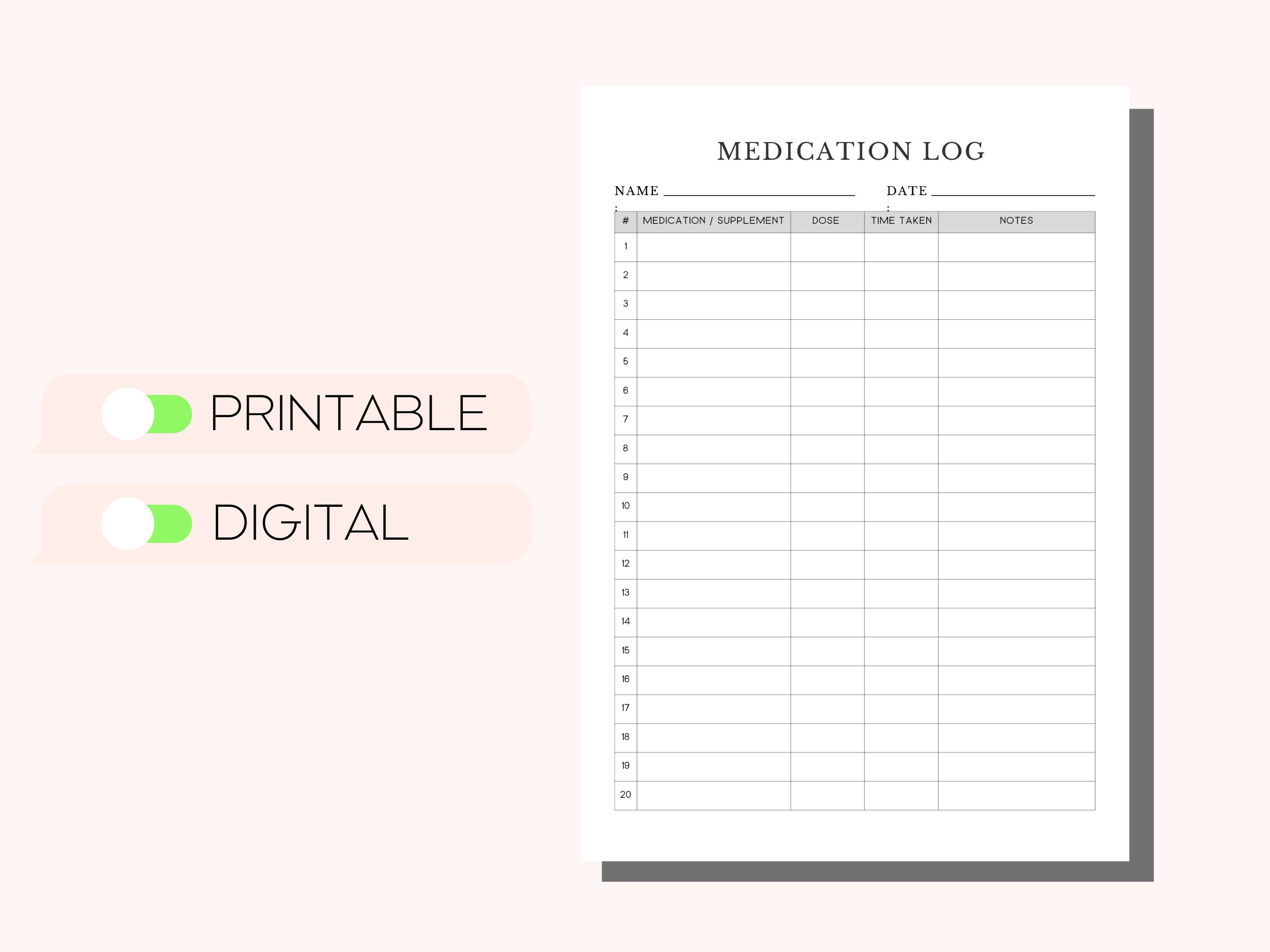 Printable Medication Log Ready to Print Medication Log Chart - Etsy UK