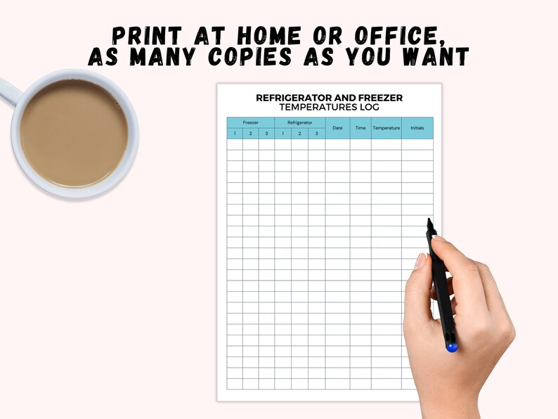 Printable Refrigerator and Freezer Temperatures Log, Cold Food Holding ...