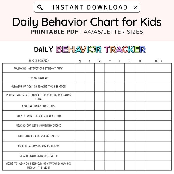Toddler Chart for Good Behavior - Etsy