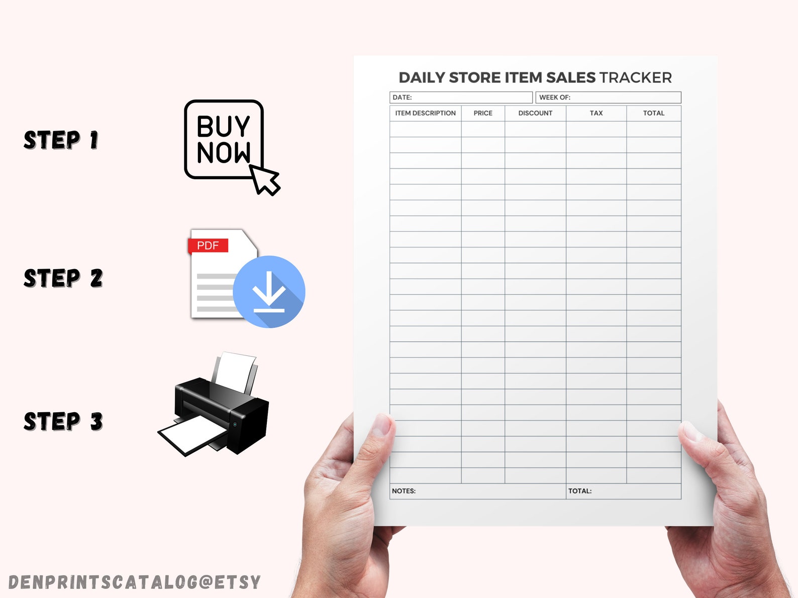 Daily Store Item Sales Tracker, Sales Tracker Printable, Print and ...
