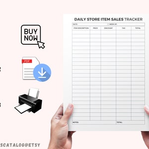 Daily Store Item Sales Tracker, Sales Tracker Printable, Print and ...