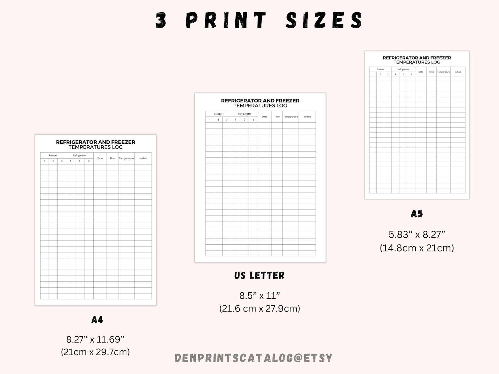 Printable Refrigerator and Freezer Temperatures Log, Cold Food Holding ...