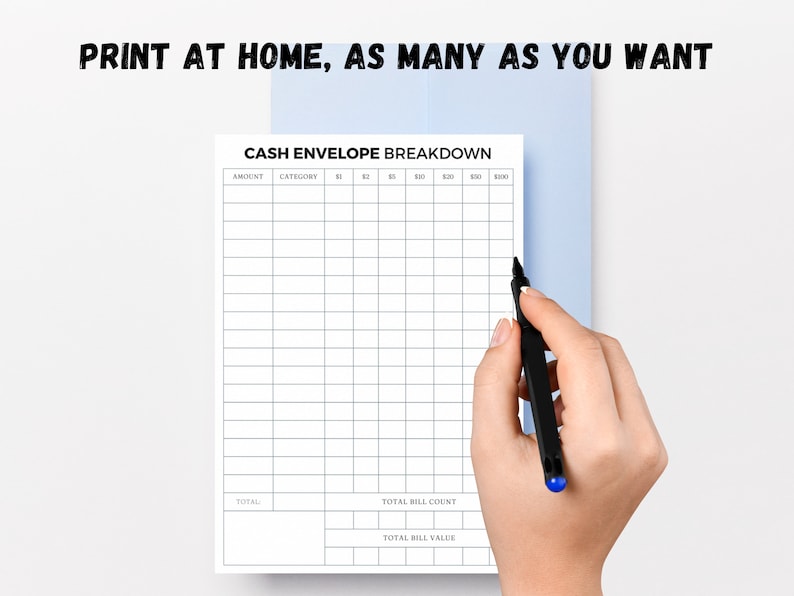 Cash Breakdown Count Sheet Printable, Cash Breakdown Cards, Cash ...