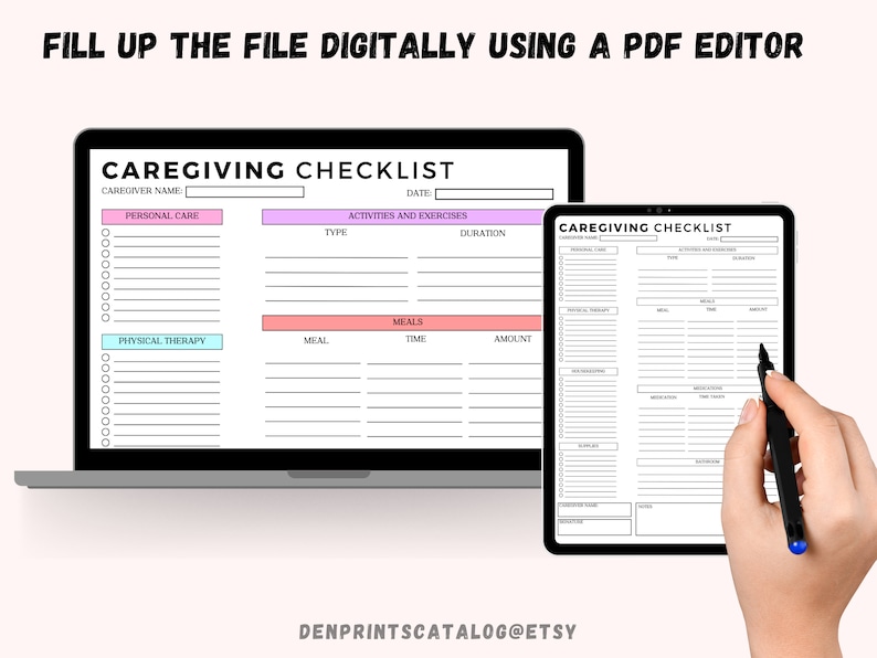 Caregiver Daily Tasks Printable, Caregiving Checklist, Elderly Care ...