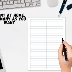 Printable Blank 2 Columns List Text Input and Print and Write Digital ...