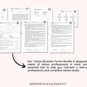 Editable Tattoo Artist Forms Bundle, Tattoo Consent Form, Tattoo Intake ...