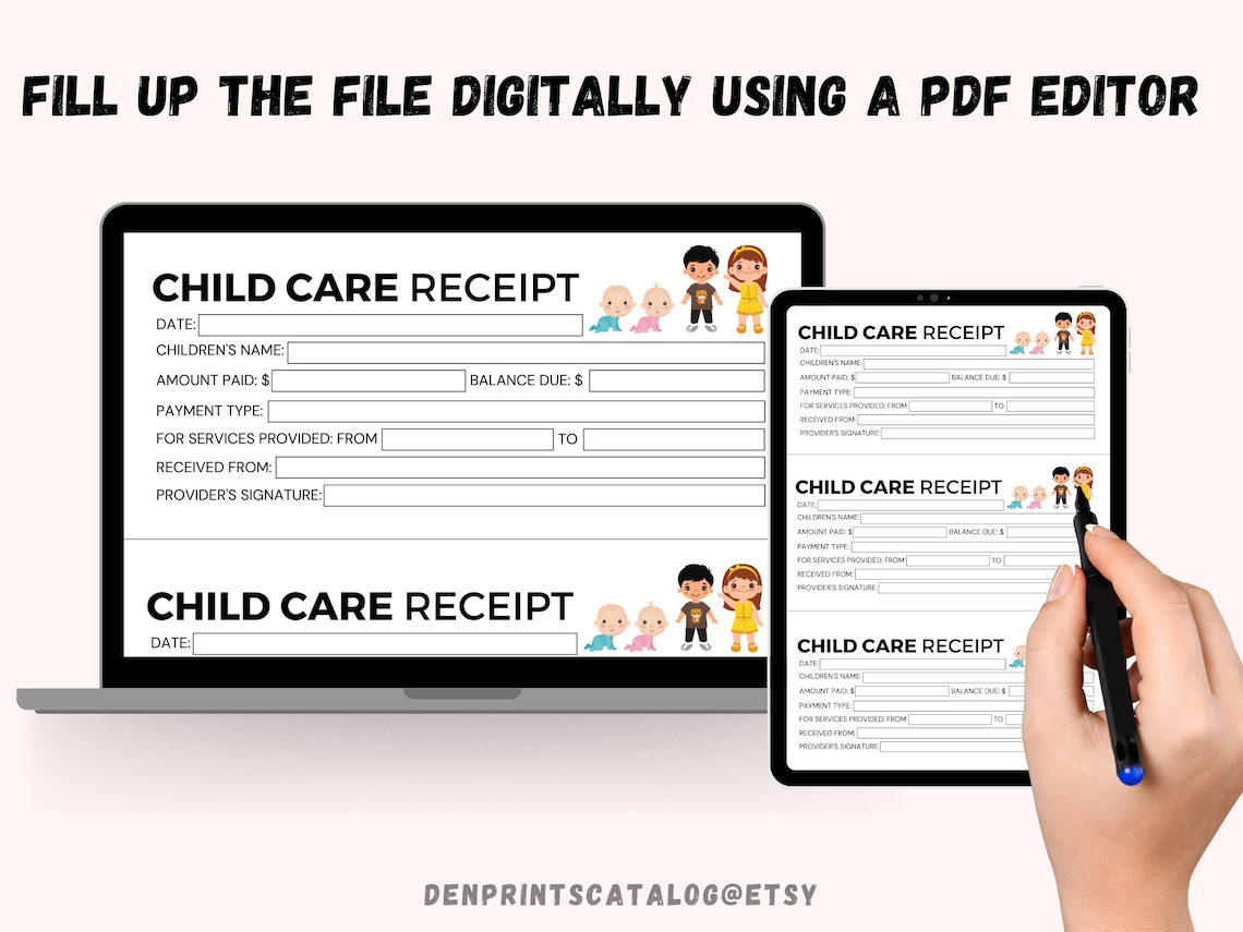 Daycare Receipt Printable, Printable Payment Receipt for Child Care ...