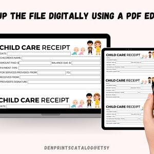 Daycare Receipt Printable, Printable Payment Receipt for Child Care ...