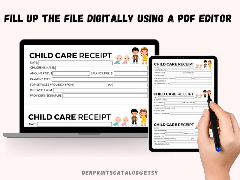 Daycare Receipt Printable, Printable Payment Receipt for Child Care ...