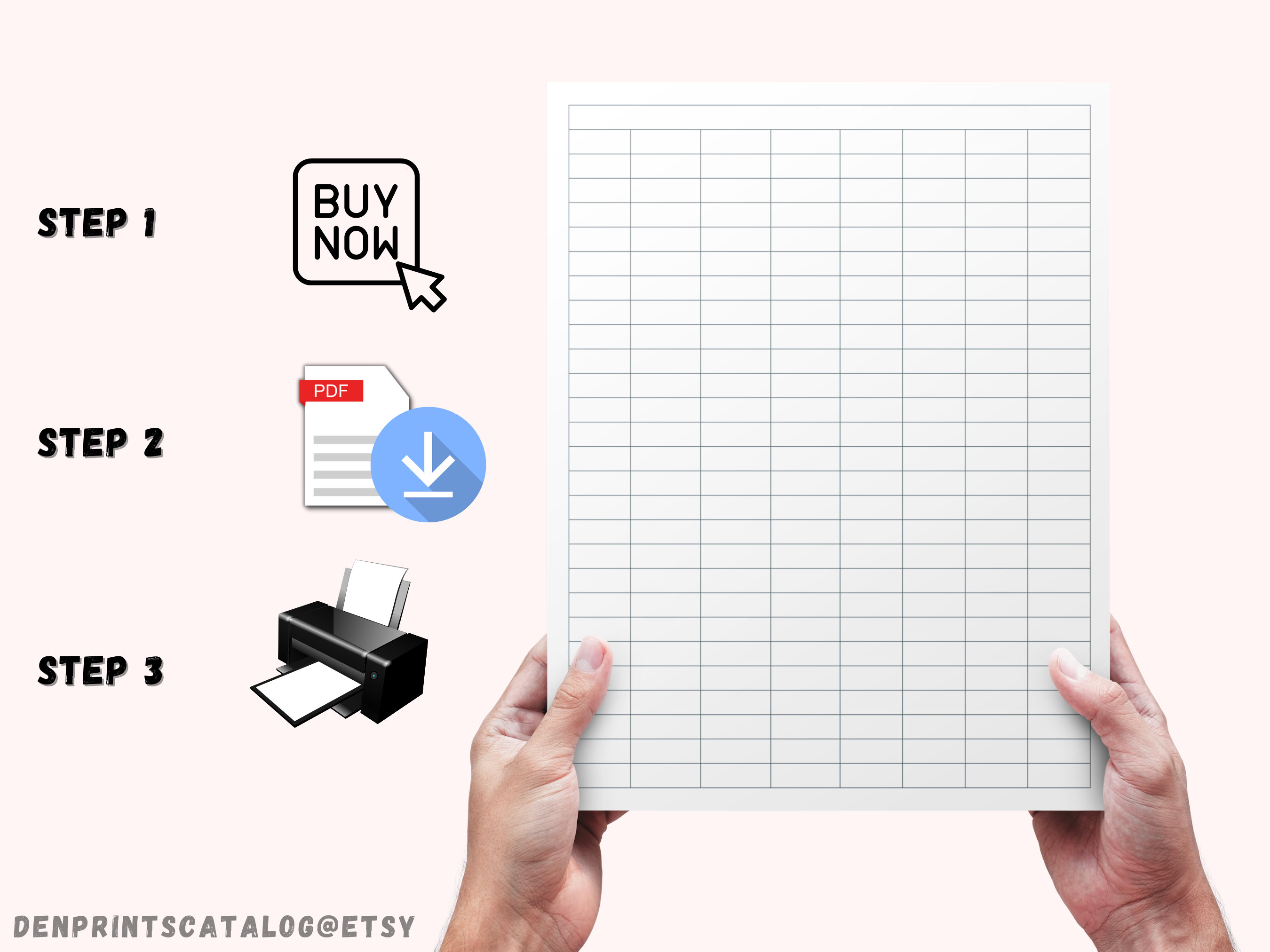 8 Blank Columns Chart Text Input Print And Write Printable Digital Download Blank Column