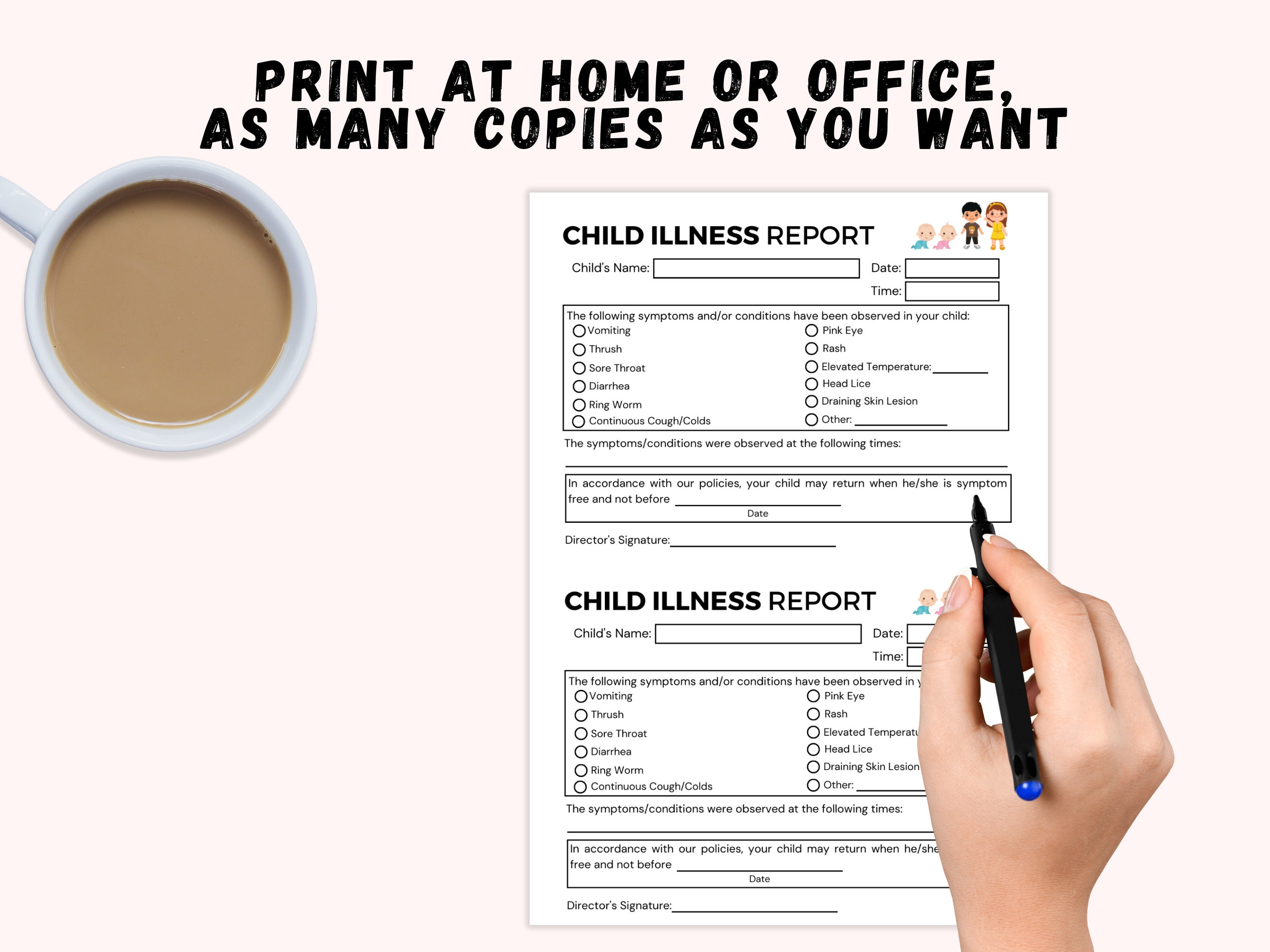 Child Illness Notice Printable, Daycare Printable Child Sick Report ...