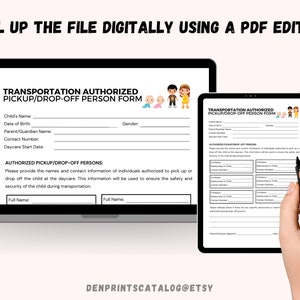 Daycare Pick-up Form, Child Care Center Child Authorized Pick-up ...