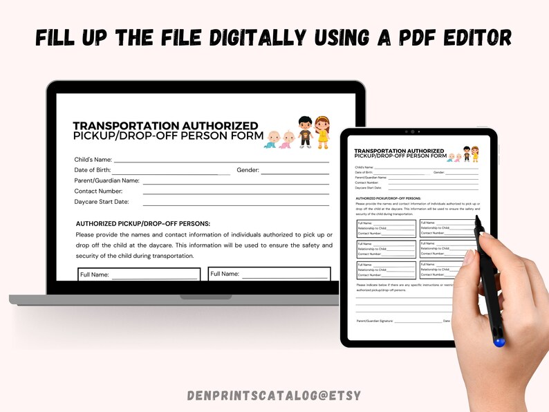 Daycare Pick-up Form, Child Care Center Child Authorized Pick-up ...