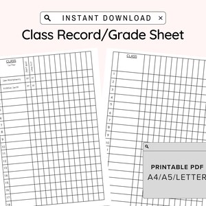 Printable Class Record, Gradebook Template, Teacher Grade Book ...
