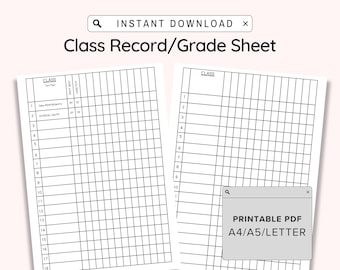Printable Class Record, Gradebook Template, Teacher Grade Book ...