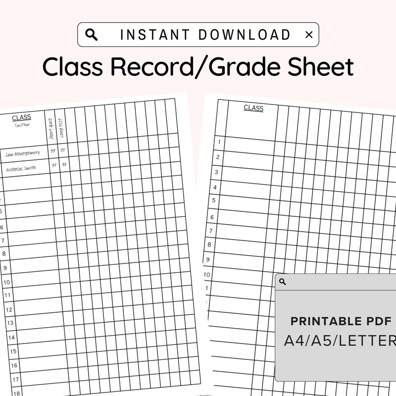 Printable Gradebook Template - Etsy