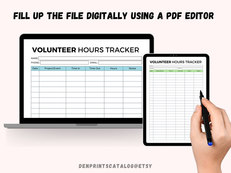 Volunteer Schudule Hours Tracker Log Printable, Volunteer Activity ...