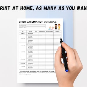 Child Vaccination Schedule Printable, Immunization Record, Vaccine ...
