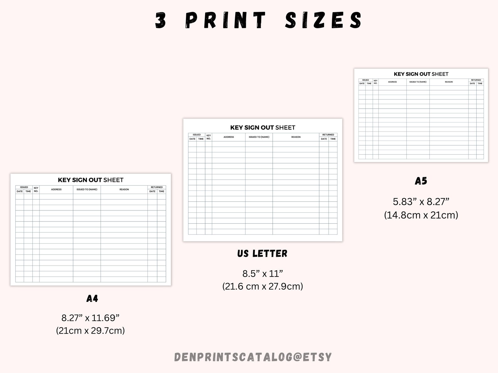 Key Sign Out Sheet Printable, Visitor Sign in Out Form, Event Sign in ...