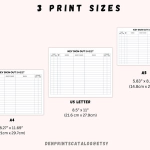 Key Sign Out Sheet Printable, Visitor Sign in Out Form, Event Sign in ...
