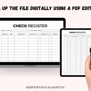 Check Register Printable for Personal Check Book, Small Business ...