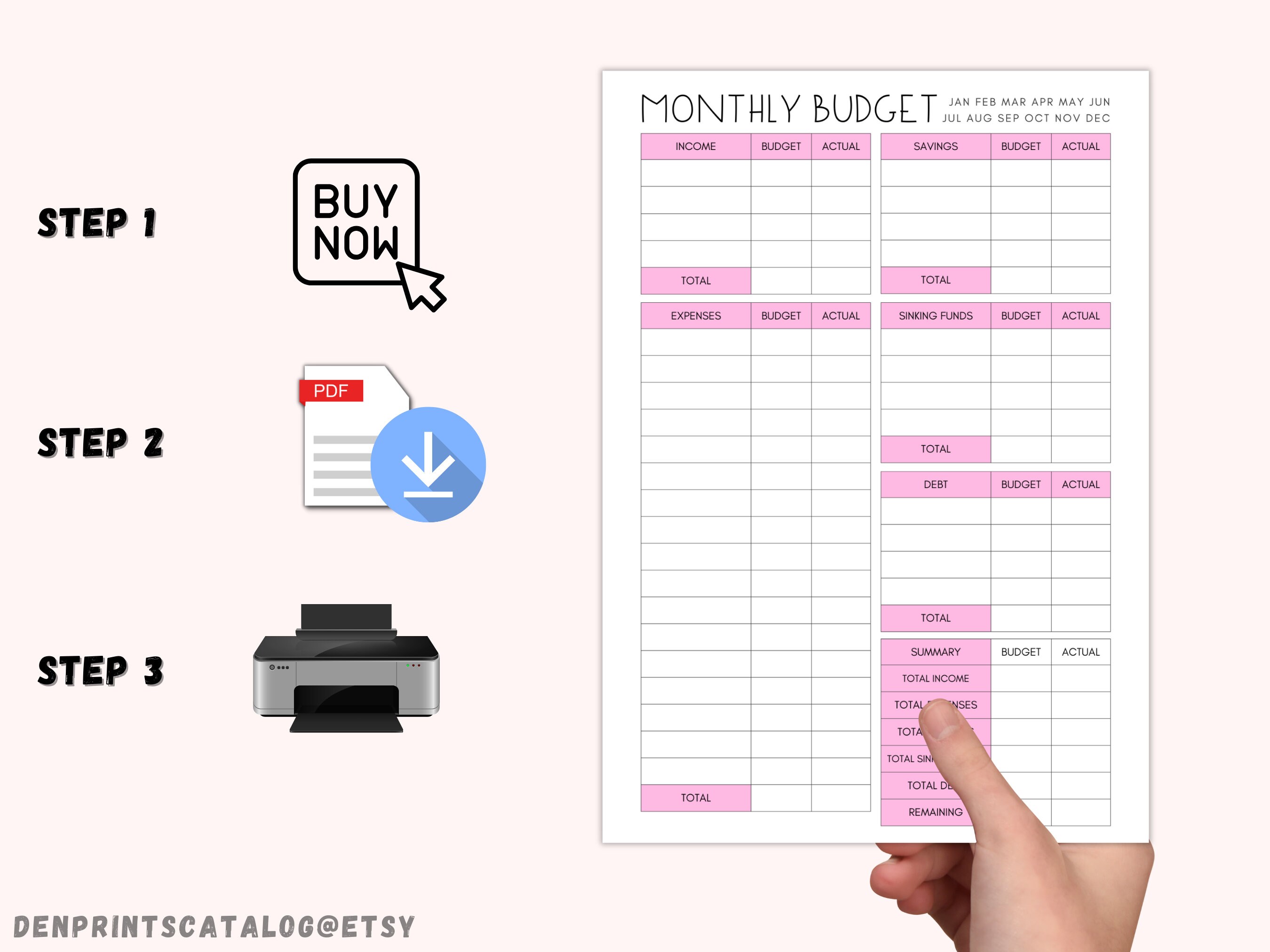 Editable MONTHLY Budget Overview Template, Budget Binder, Budget ...