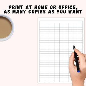 9 Blank Columns Chart Text Input Print and Write PDF Digital Download File, A4/US Letter Size ...