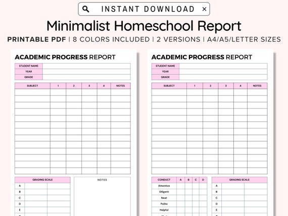 Blank Report Card Template Homeschool