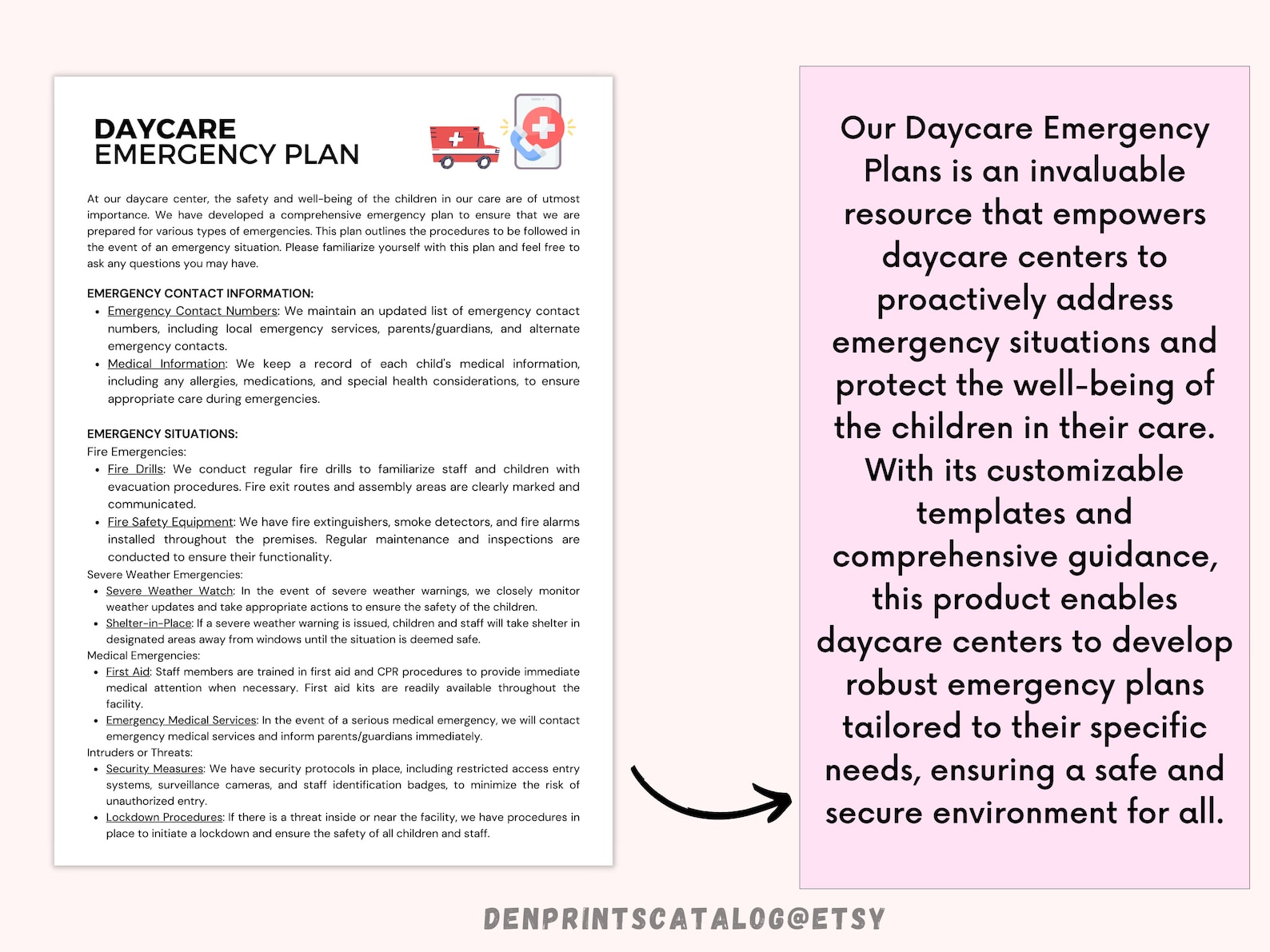 Daycare Emergency Plans, Childcare Center Printable Daycare Forms ...