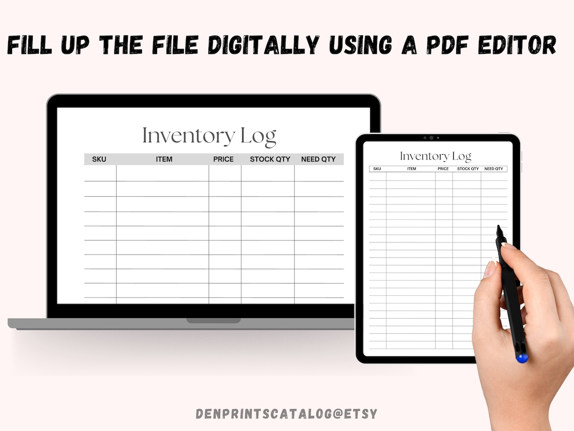Printable Inventory Log Management Form, Inventory Sheet, Small ...