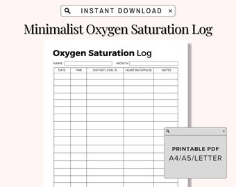 Oxygen Tracker, Saturation Journal, Pulse Log, Oxygen Record ...