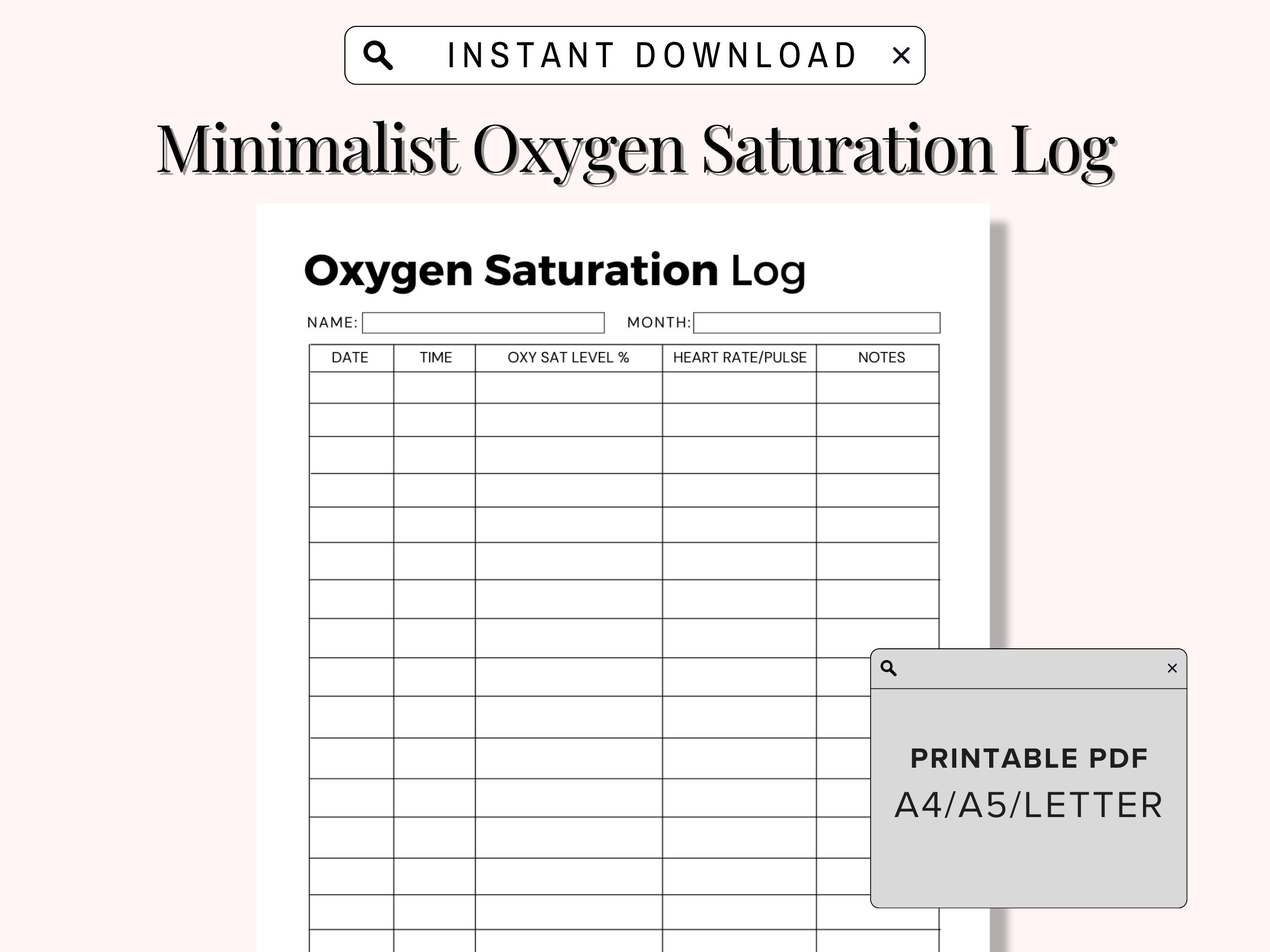 Oxygen Tracker Saturation Journal Pulse Log Oxygen Record