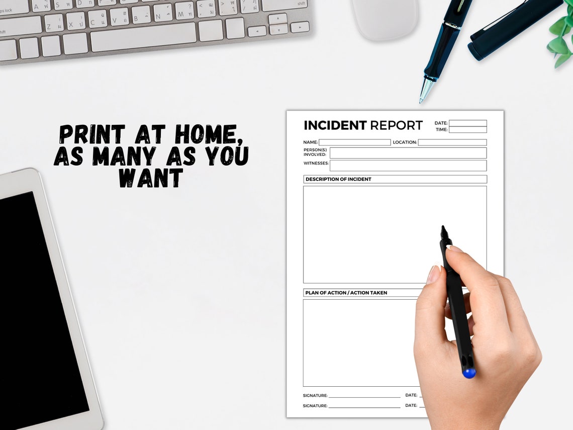 Incident Report Printable, Incident Log, Accident Reporting, Incident ...