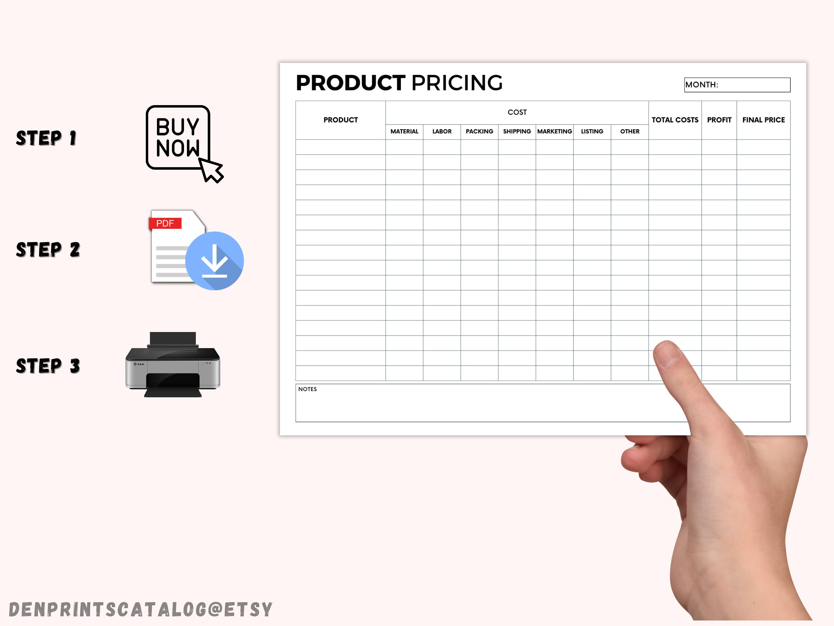 Product Pricing Printable, Item Pricing, Product Price Calculator ...