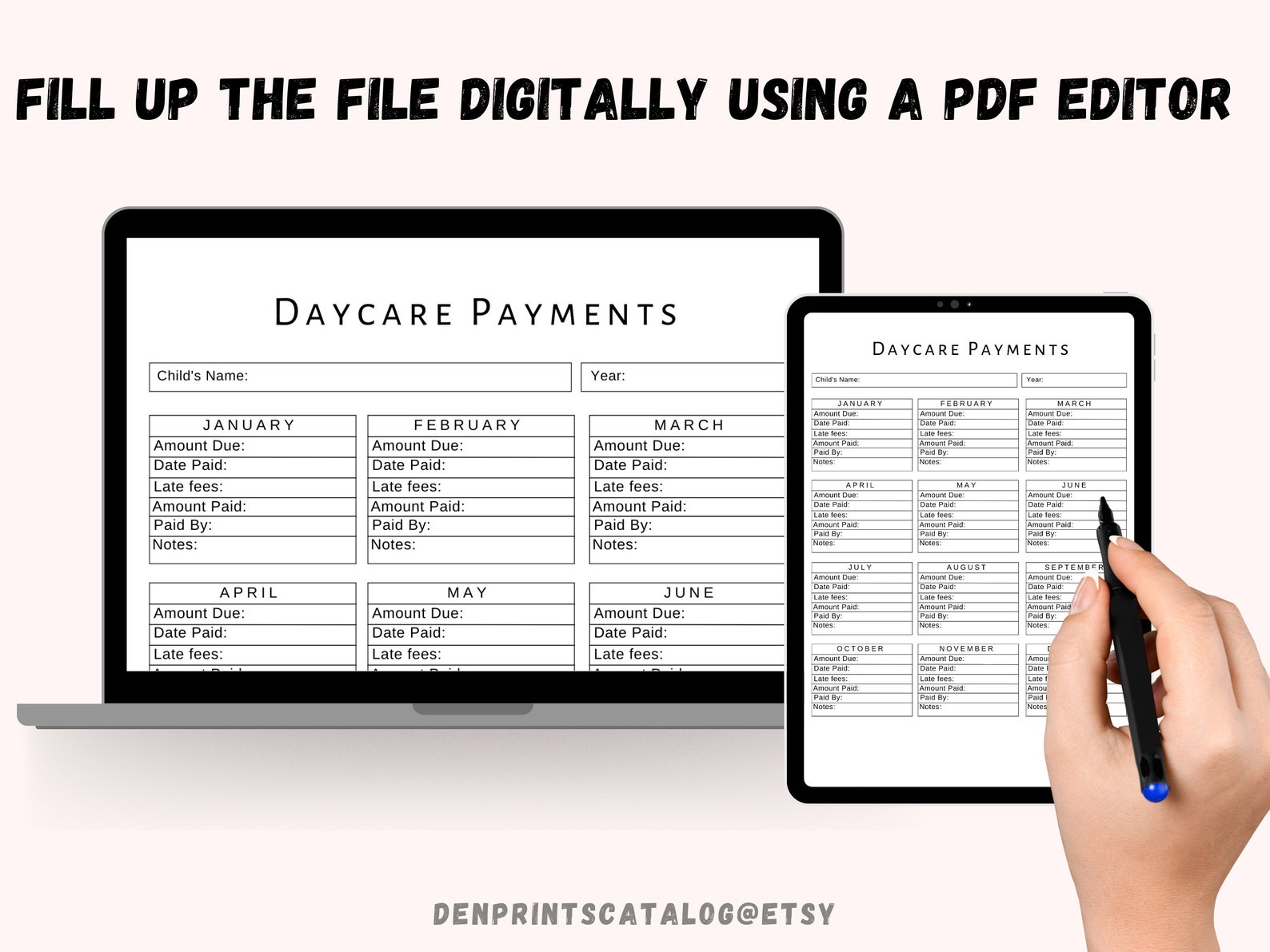 Daycare Payments Log Printable, Daycare Payments, Daycare Tuition ...