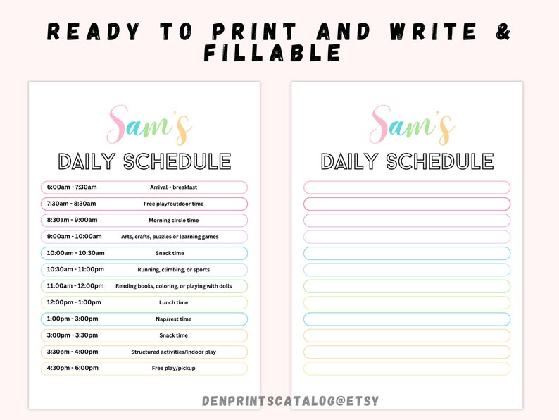 Kids Daily Schedule FILLABLE, Printable Homeschool Daily Routine ...