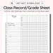 Printable Class Record, Grade Sheet, Class Gradebook, Teacher Gradebook ...
