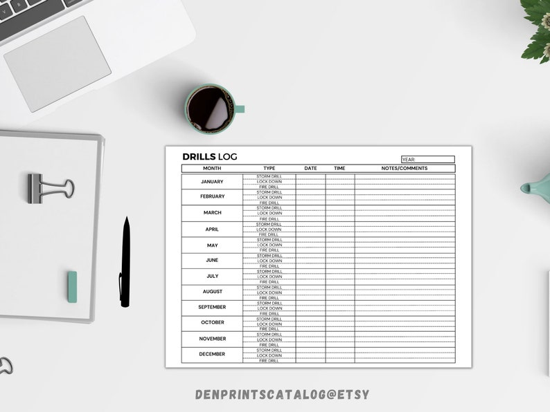 Disaster Drill Record for School, School Teacher Forms, Drills Log ...