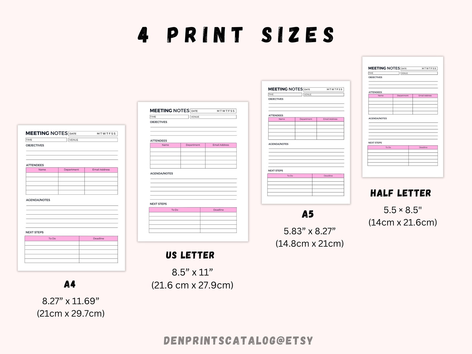 Meeting Notes Template Printable, Meeting Minutes, Meeting Agenda ...