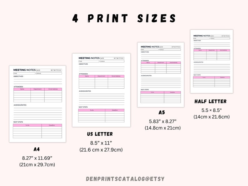 Meeting Notes Template Printable, Meeting Minutes, Meeting Agenda ...