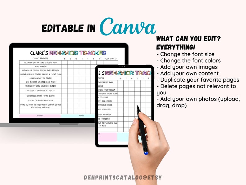 Behavior Reward Chart for Kids Printable, Editable, Good Behavior ...
