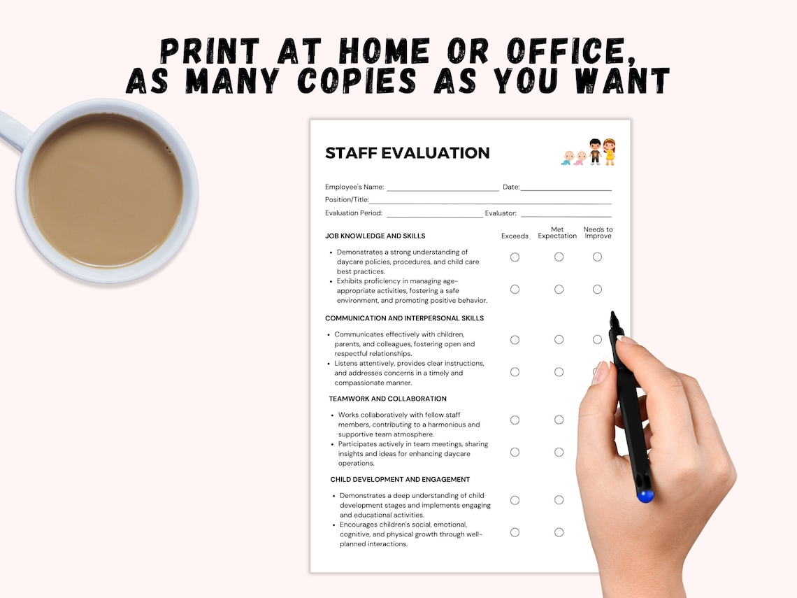 Daycare Staff Evaluation Printable,childcare Center Printable Employee ...