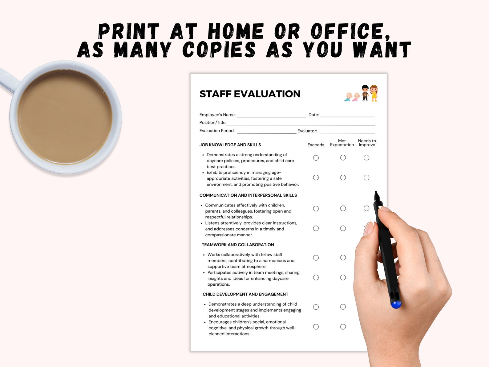 Daycare Staff Evaluation Printable,childcare Center Printable Employee ...