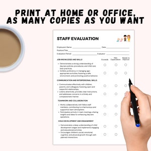 Daycare Staff Evaluation Printable,childcare Center Printable Employee ...