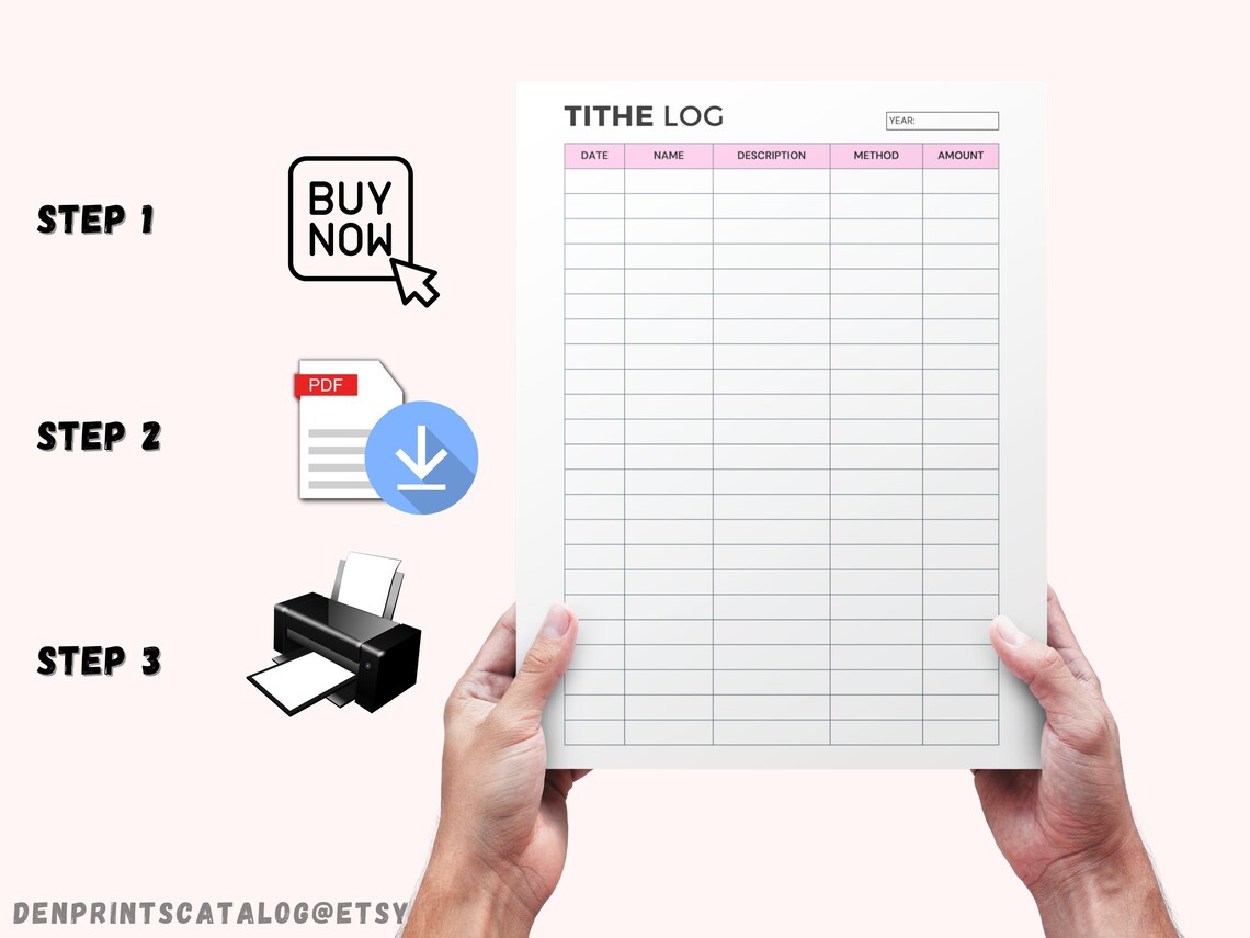 Tithe and Offering Log, Printable Tithing Record, Church Giving Log ...